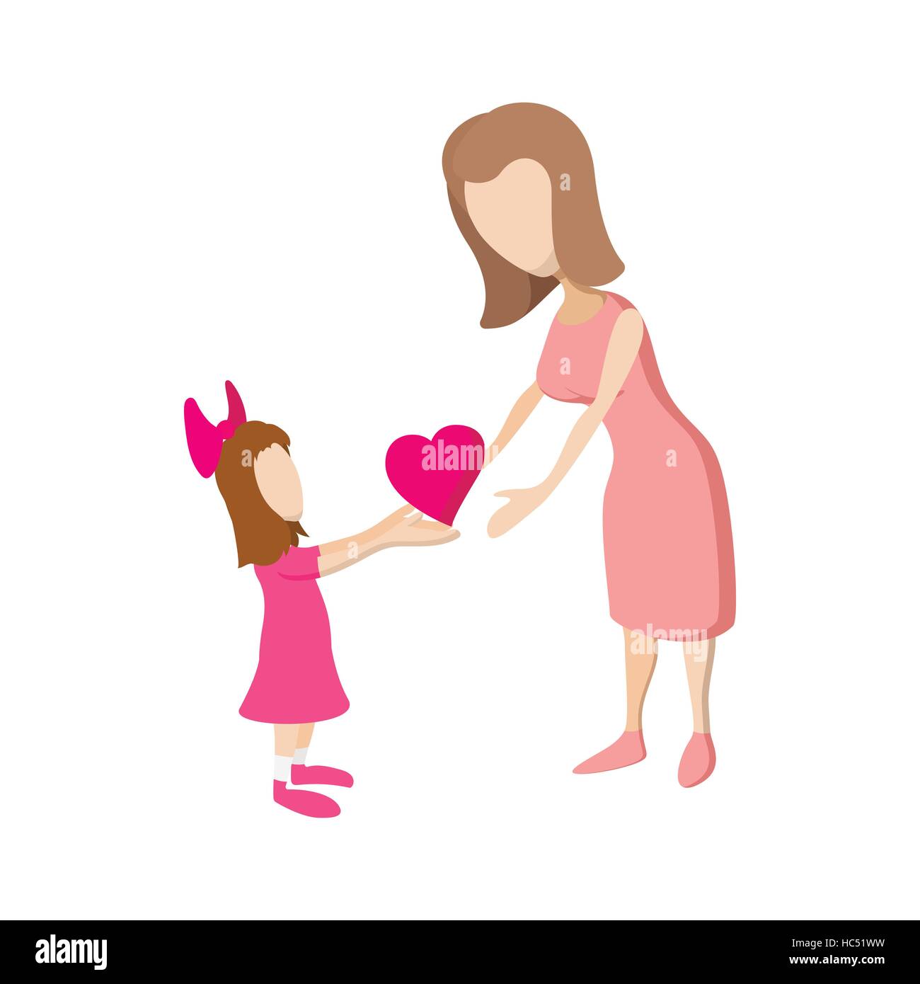 Girl giving a heart to her mother cartoon icon Stock Vector Image & Art ...