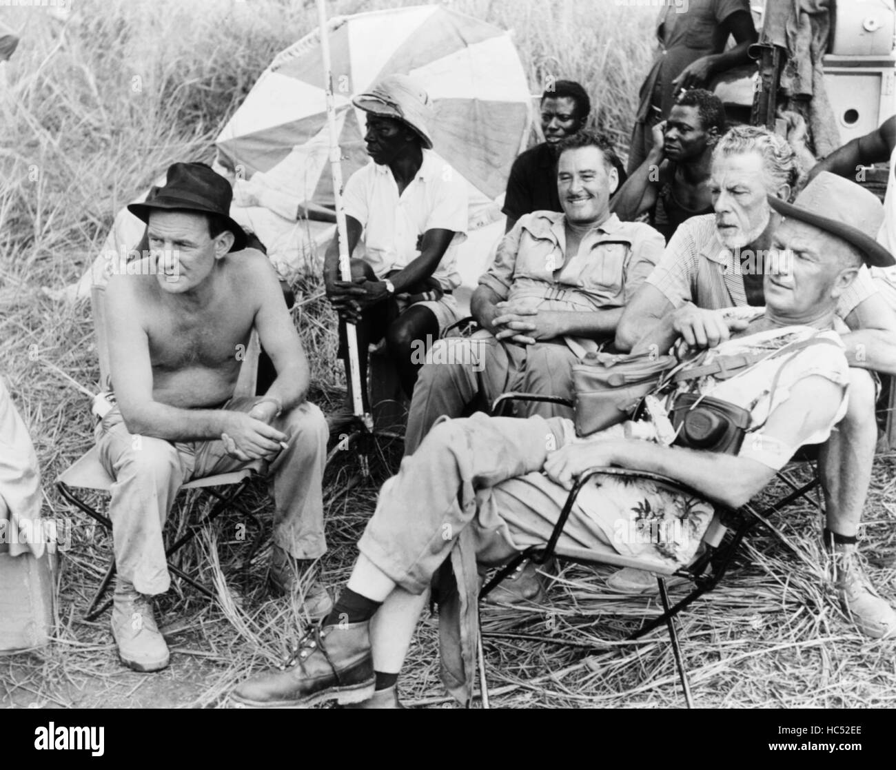 THE ROOTS OF HEAVEN, from left: Trevor Howard, Errol Flynn, Eddie ...