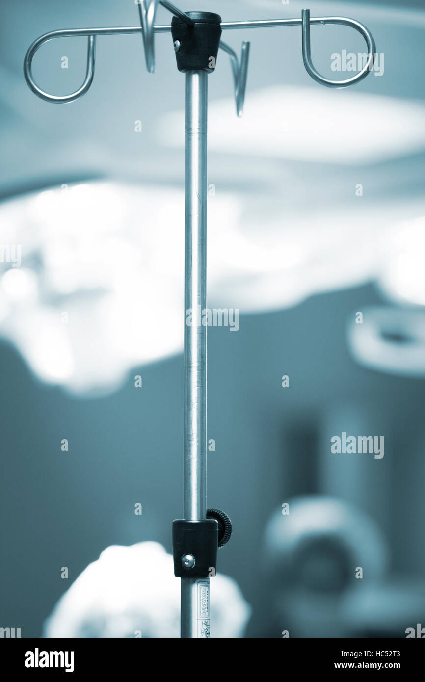 Medical intravenous IV drip stand in hospital used to replace liquids ...