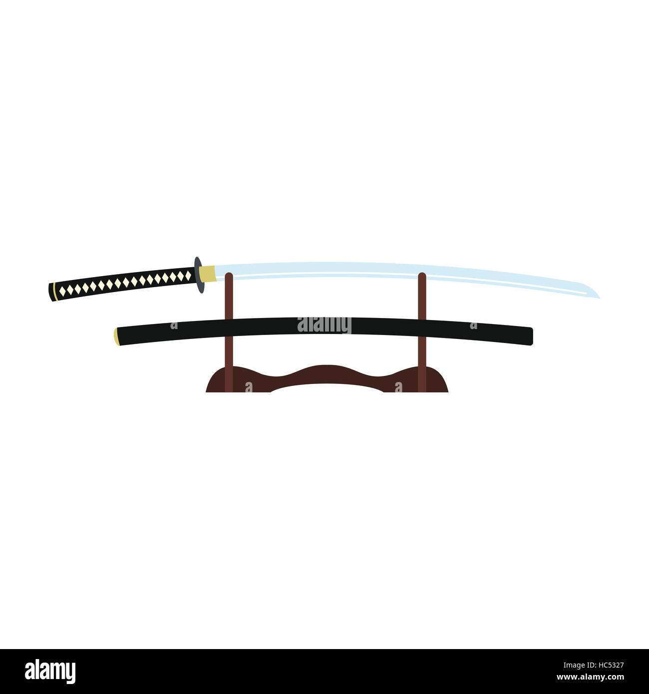 Katana on a wooden stand flat icon Stock Vector Image & Art - Alamy
