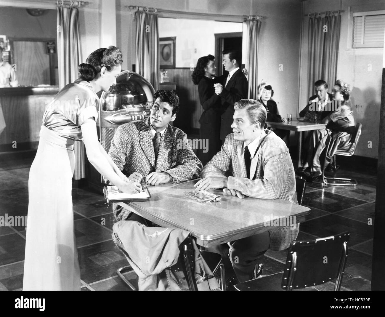 ROGUE RIVER, from left: Jane Liddell, Rory Calhoun, Peter Graves, 1951 ...