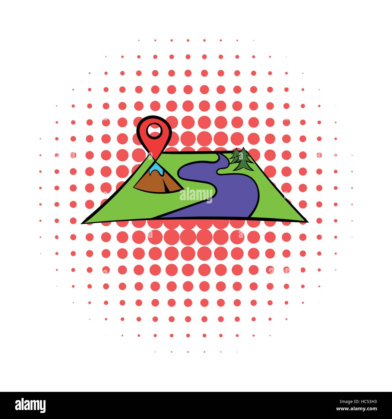 Map with pin pointers icon, comics style Stock Vector Image & Art - Alamy