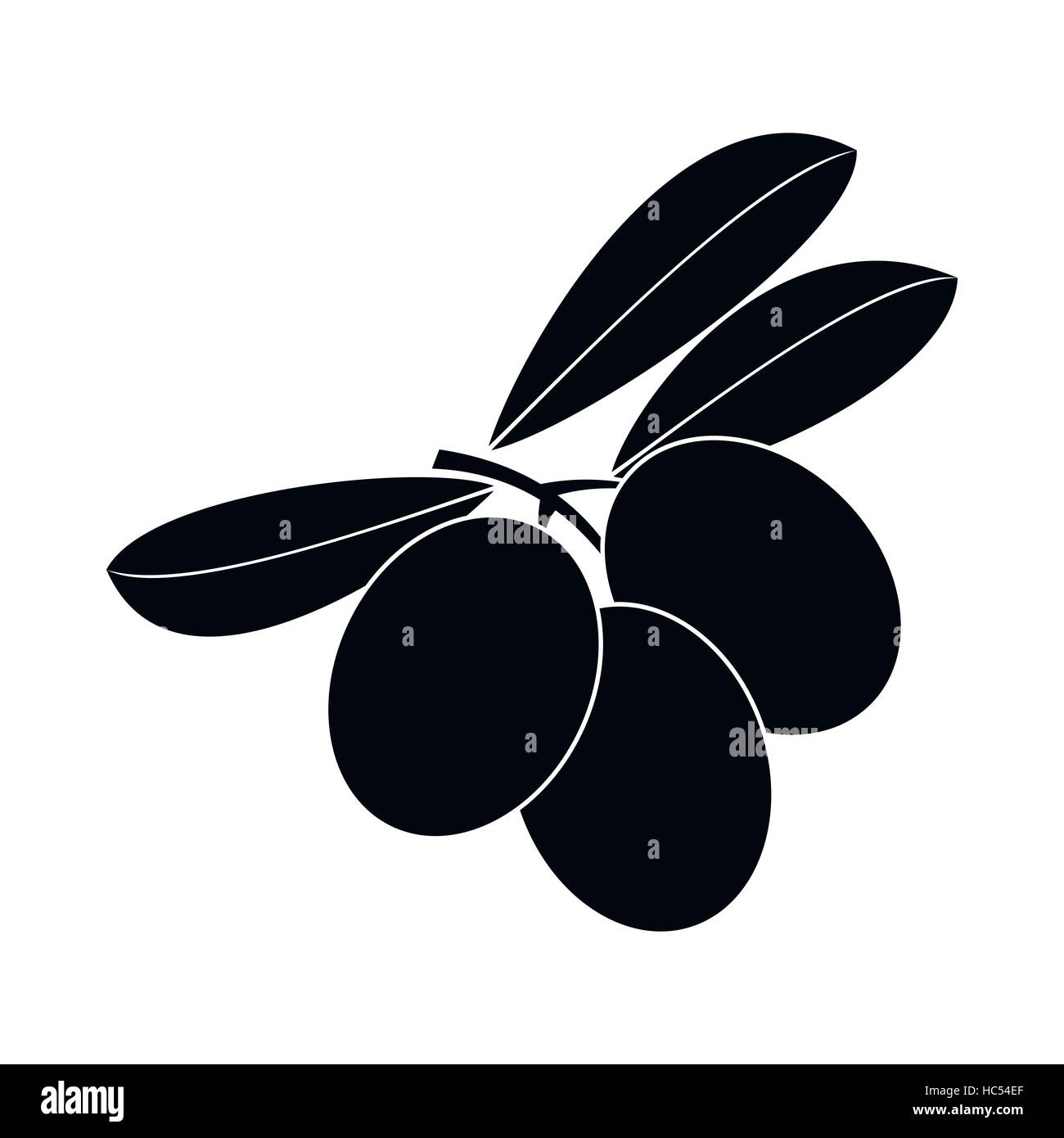 Olives on branch with leaves icon, simple style Stock Vector Image ...