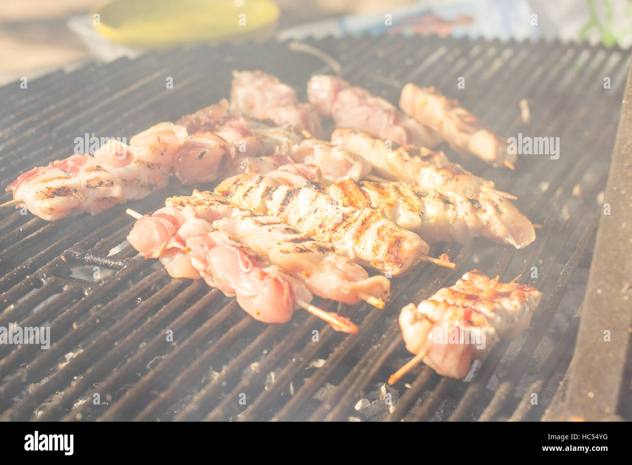 Grilled meat on the barbecue,cooked outdoor Stock Photo - Alamy
