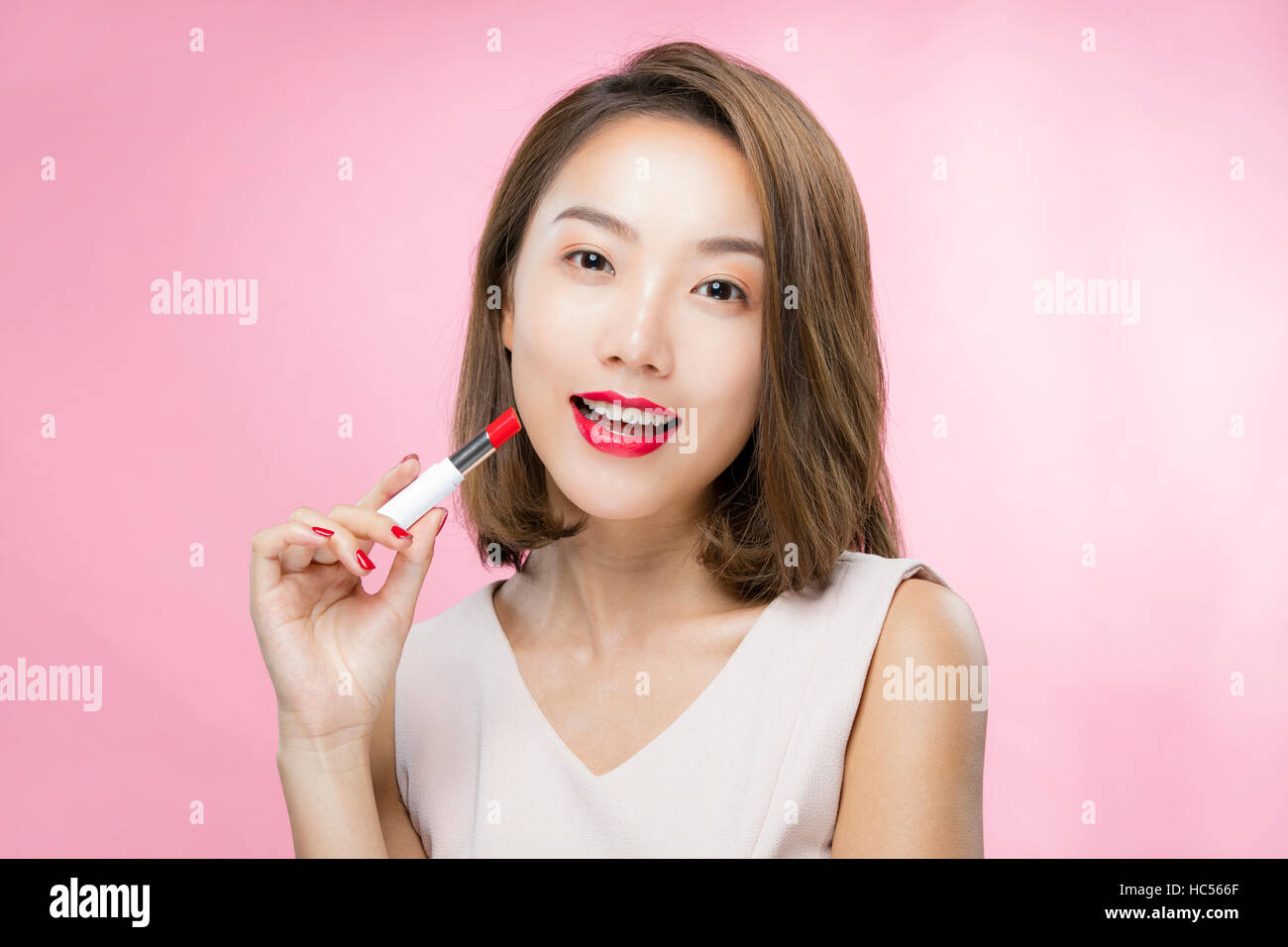 Woman and too much lipstick hi-res stock photography and images - Alamy