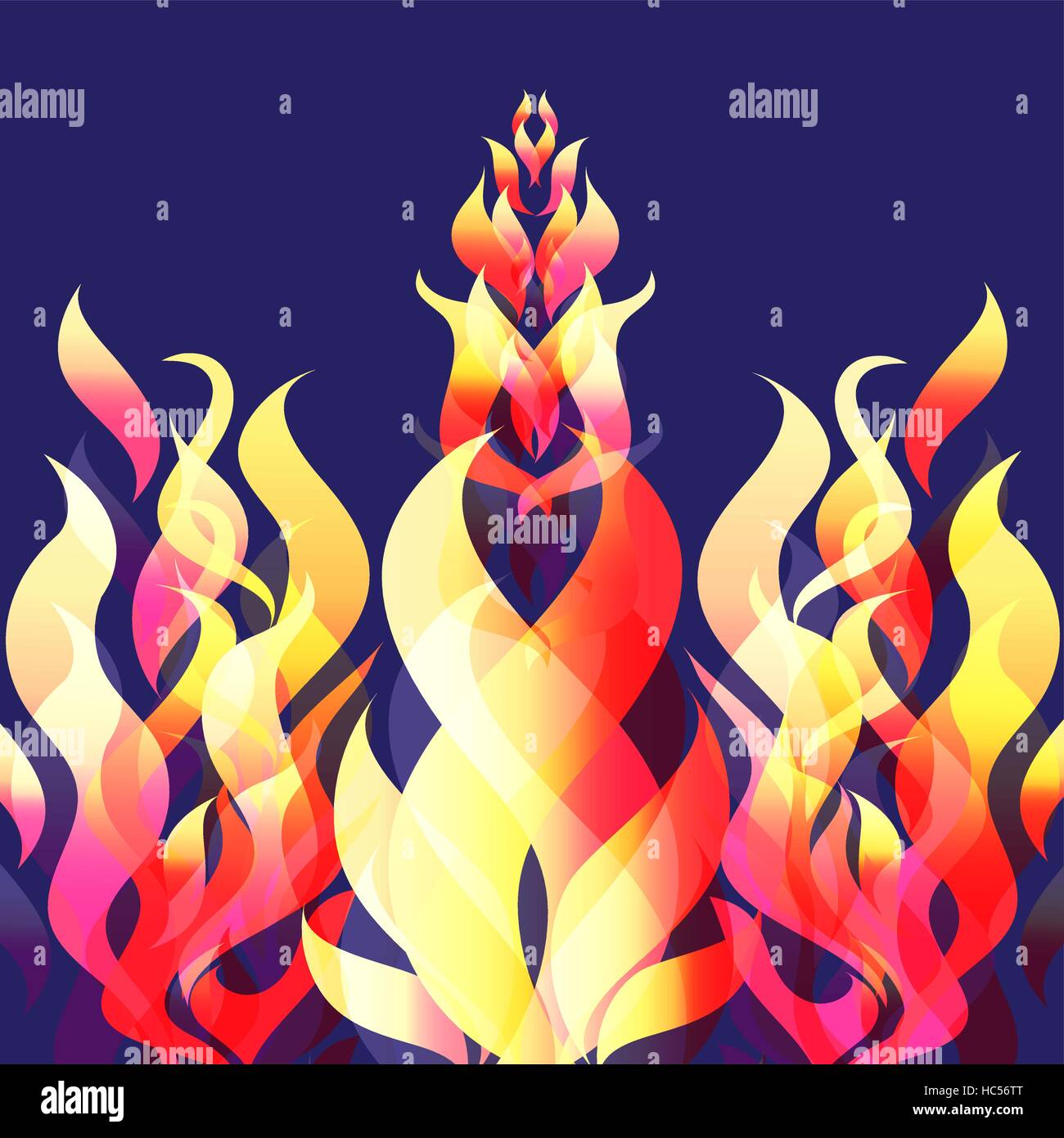 Vector graphic background with different beautiful fiery flame Stock ...