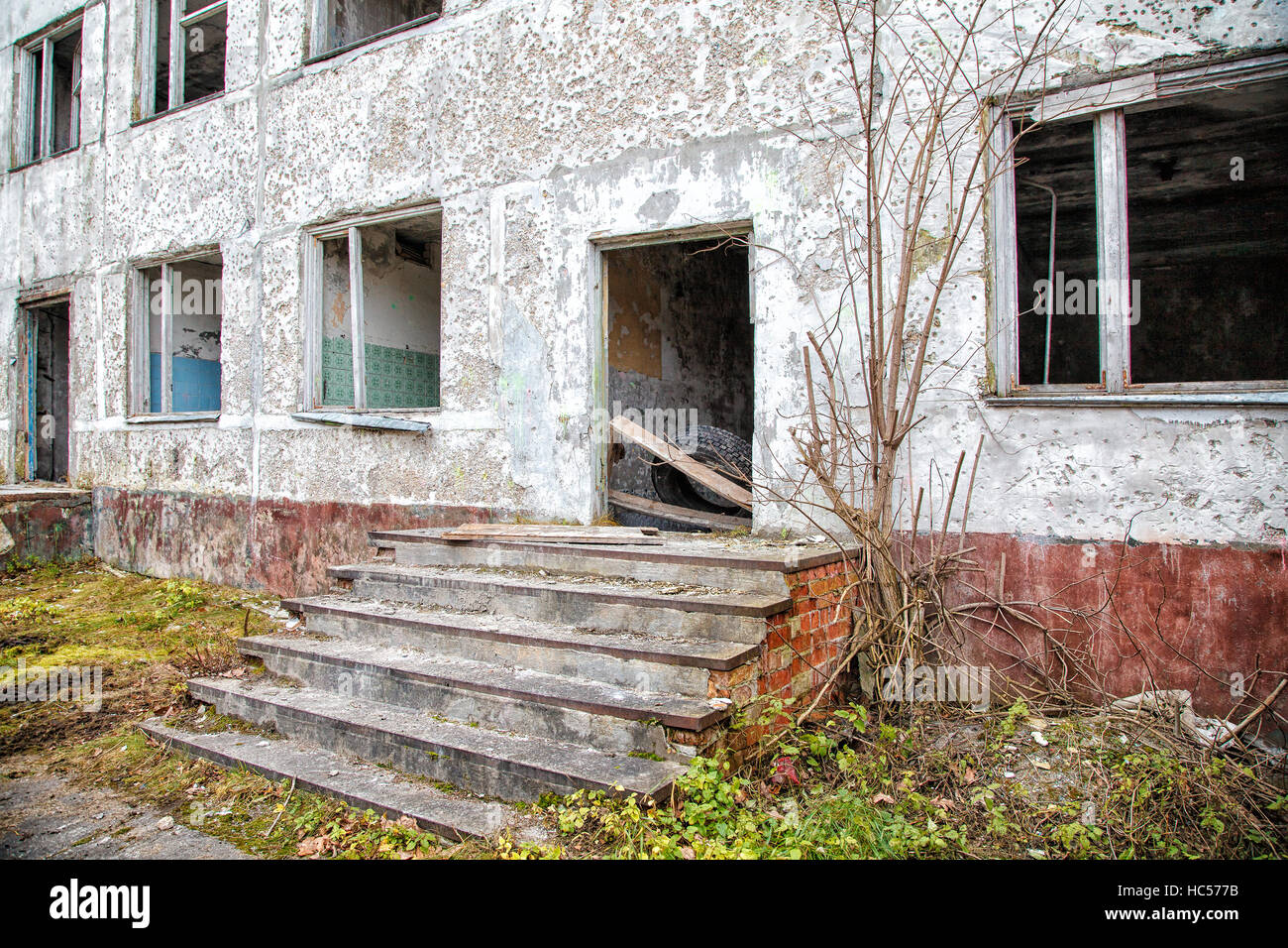 old abandoned high-rise building on gloomy cold autumn day Stock Photo ...