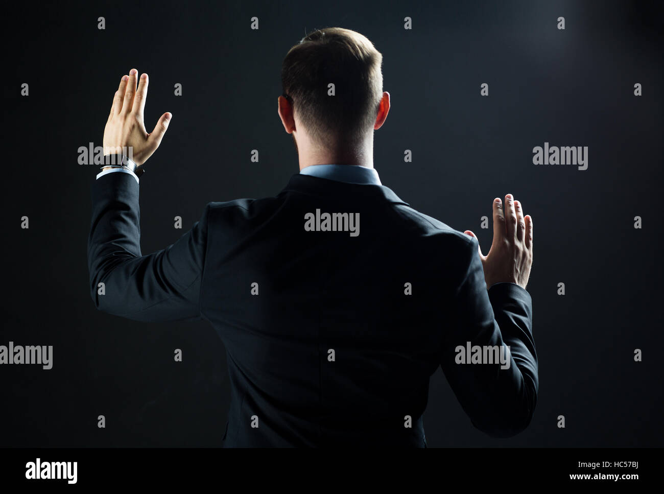 businessman touching virtual screen Stock Photo - Alamy