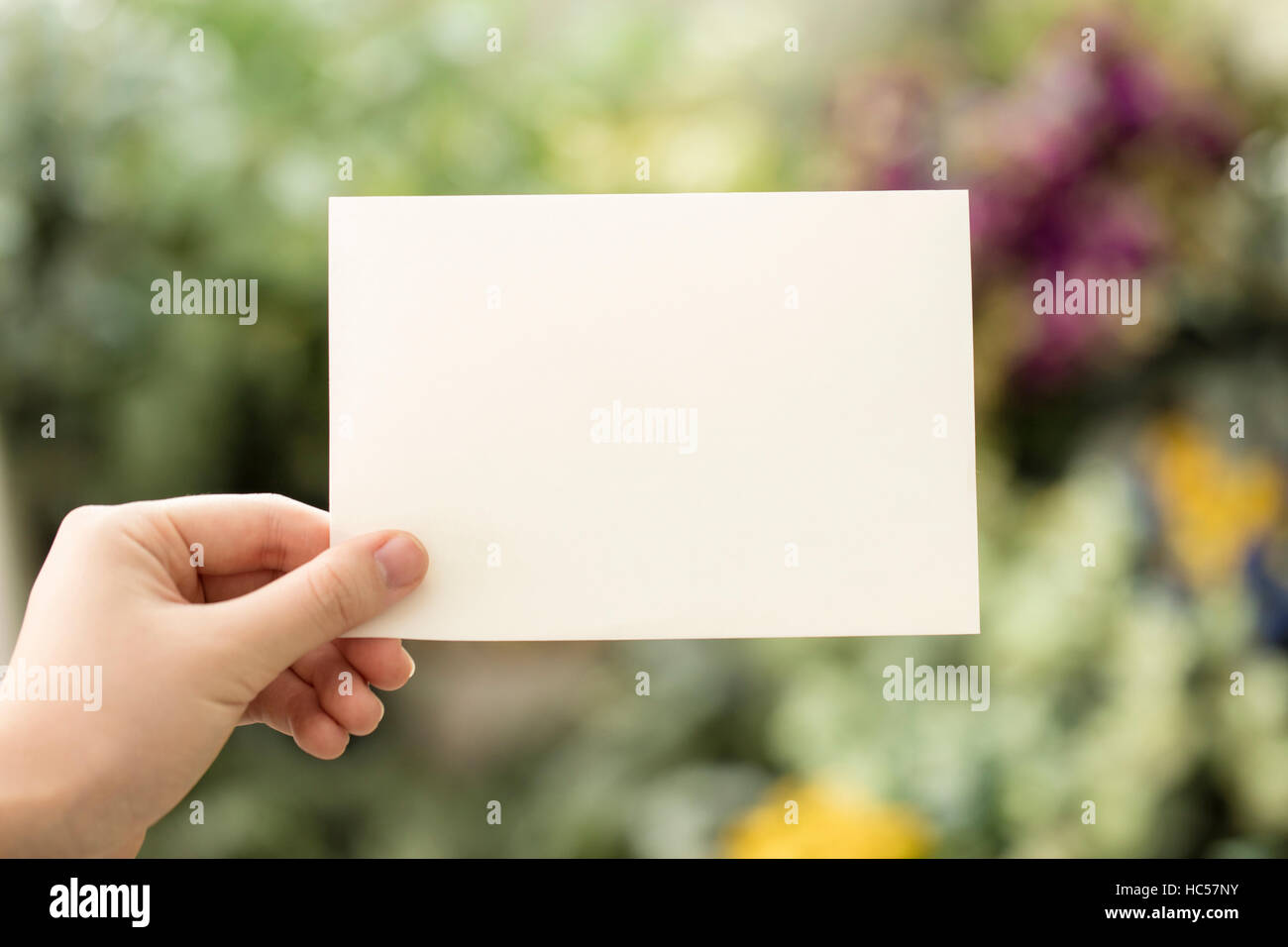 Hand with paper Stock Photo - Alamy