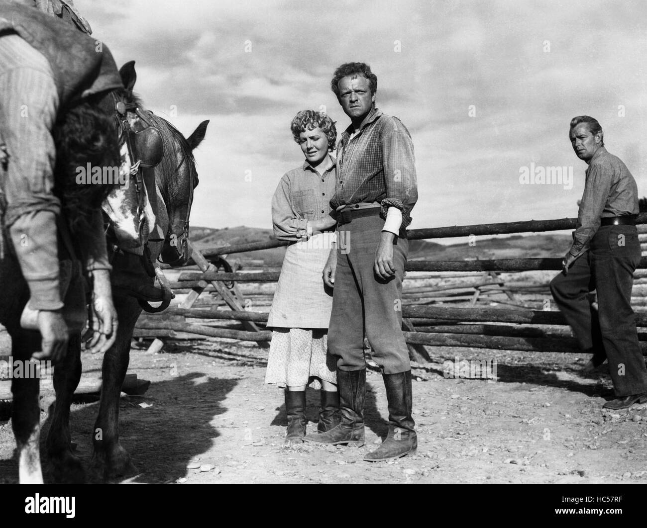 SHANE, from left, Jean Arthur, Van Heflin, Alan Ladd, 1953 Stock Photo ...