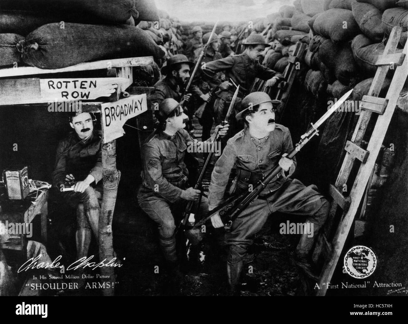 SHOULDER ARMS, Charlie Chaplin (foot on ladder), 1918 Stock Photo - Alamy