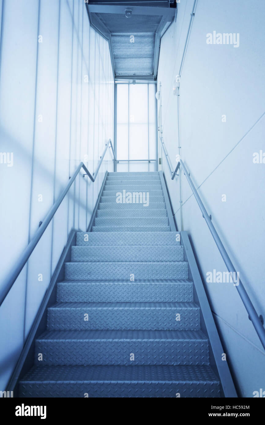 Stairs inside white and metal hospital, construction Stock Photo - Alamy