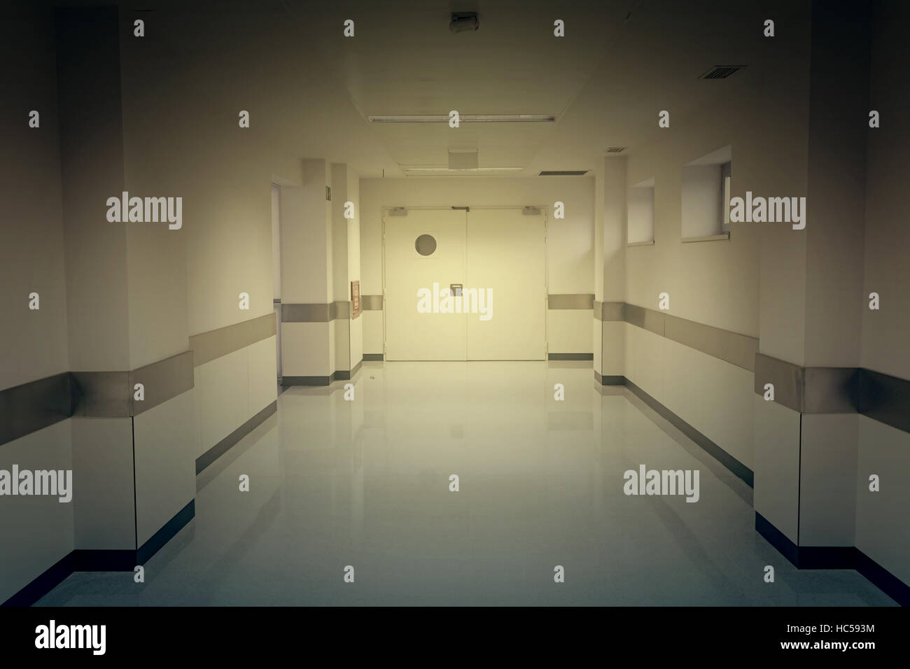 Empty hospital hall with white walls, medicine Stock Photo - Alamy