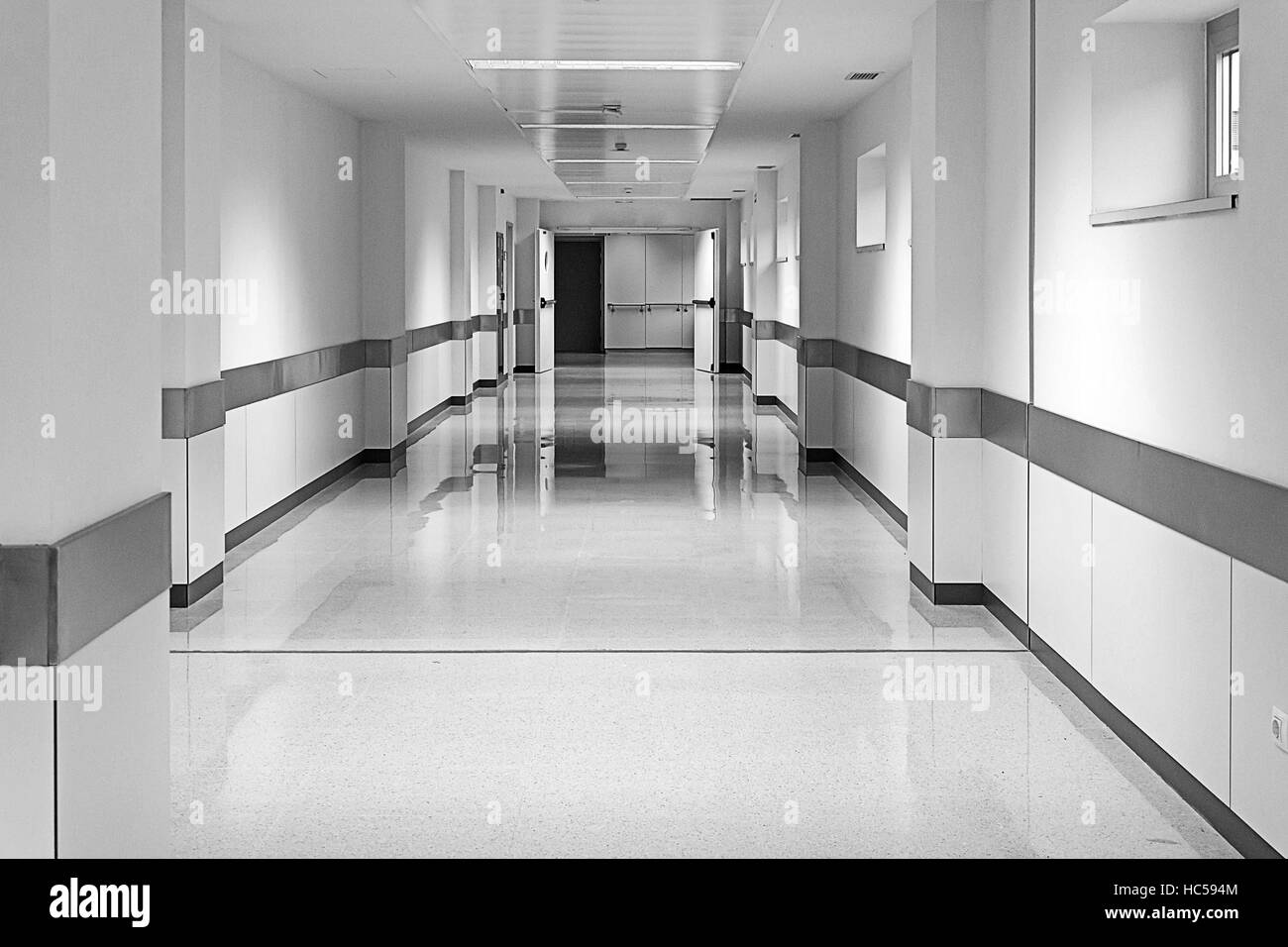 Empty hospital hall with white walls, medicine Stock Photo - Alamy