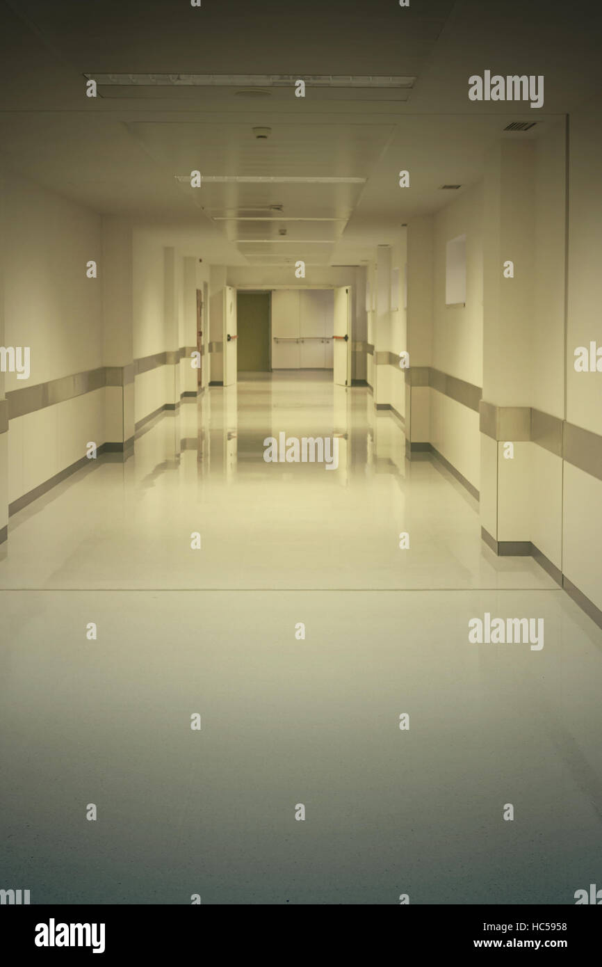 Empty hospital hall with white walls, medicine Stock Photo - Alamy