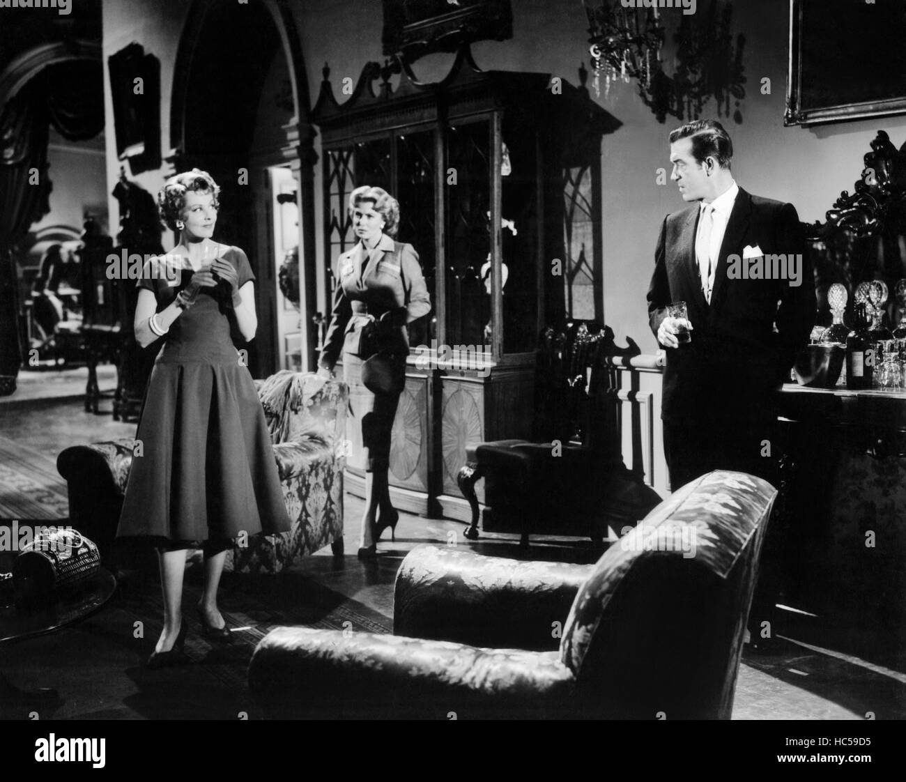 SLIGHTLY SCARLET, from left: Arlene Dahl, Rhonda Fleming, John Payne ...