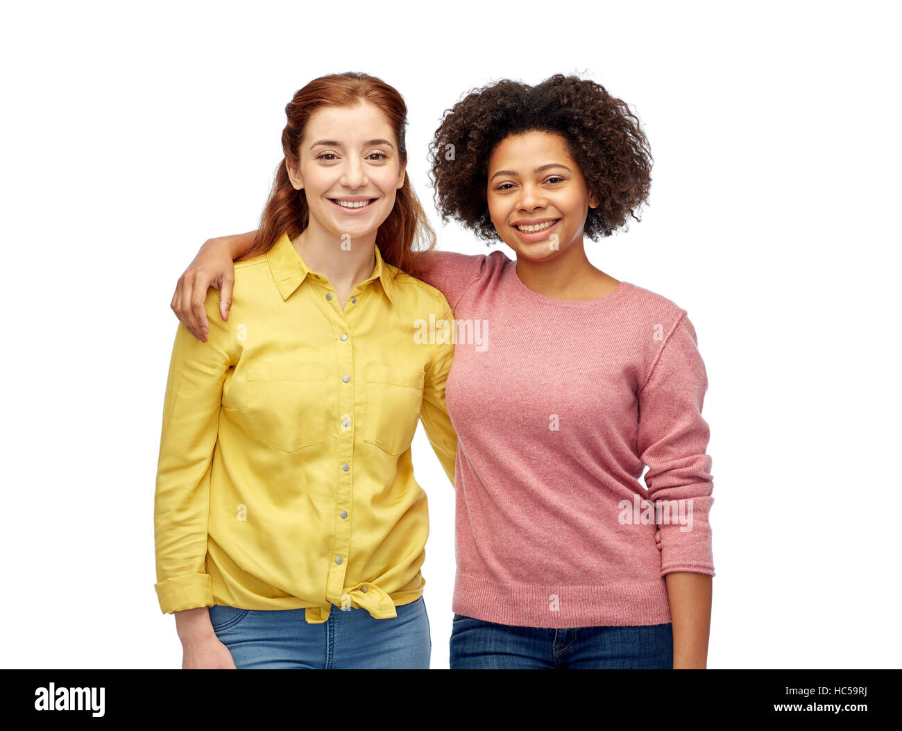 happy smiling women hugging Stock Photo - Alamy