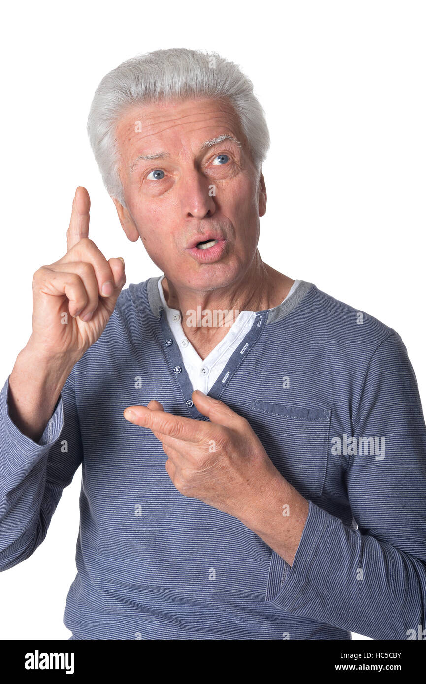 Exited senior man Stock Photo - Alamy