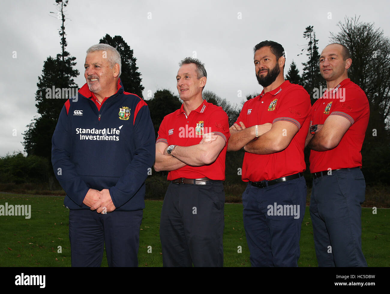 Warren Gatland (left) with members of his coaching staff (from left to right) Rob Howley, Andy ...
