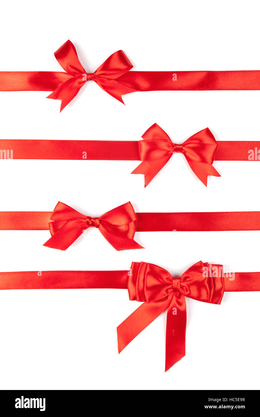set of red ribbon satin bows Stock Photo - Alamy