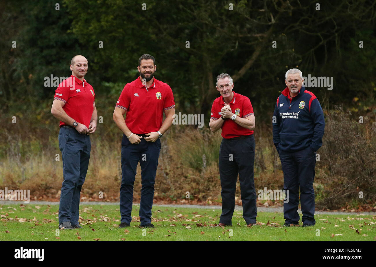 Warren Gatland (right) with members of his coaching staff (from left) Steve Borthwick, Andy ...