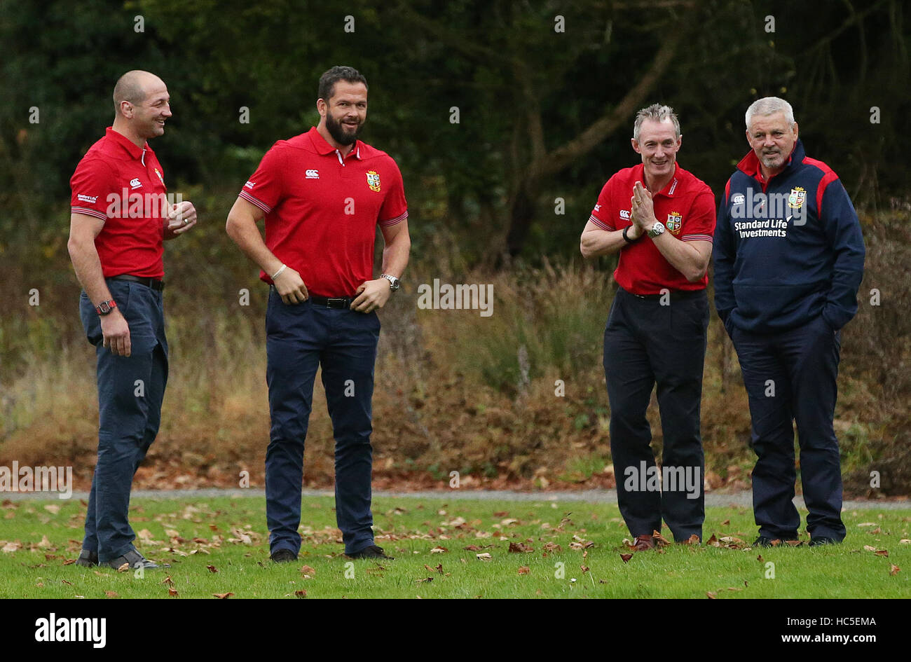 Warren Gatland (right) with members of his coaching staff (from left) Steve Borthwick, Andy ...