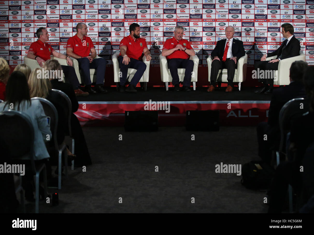 Warren Gatland (third right) with members of his coaching staff (from left) Rob Howley, Steve ...