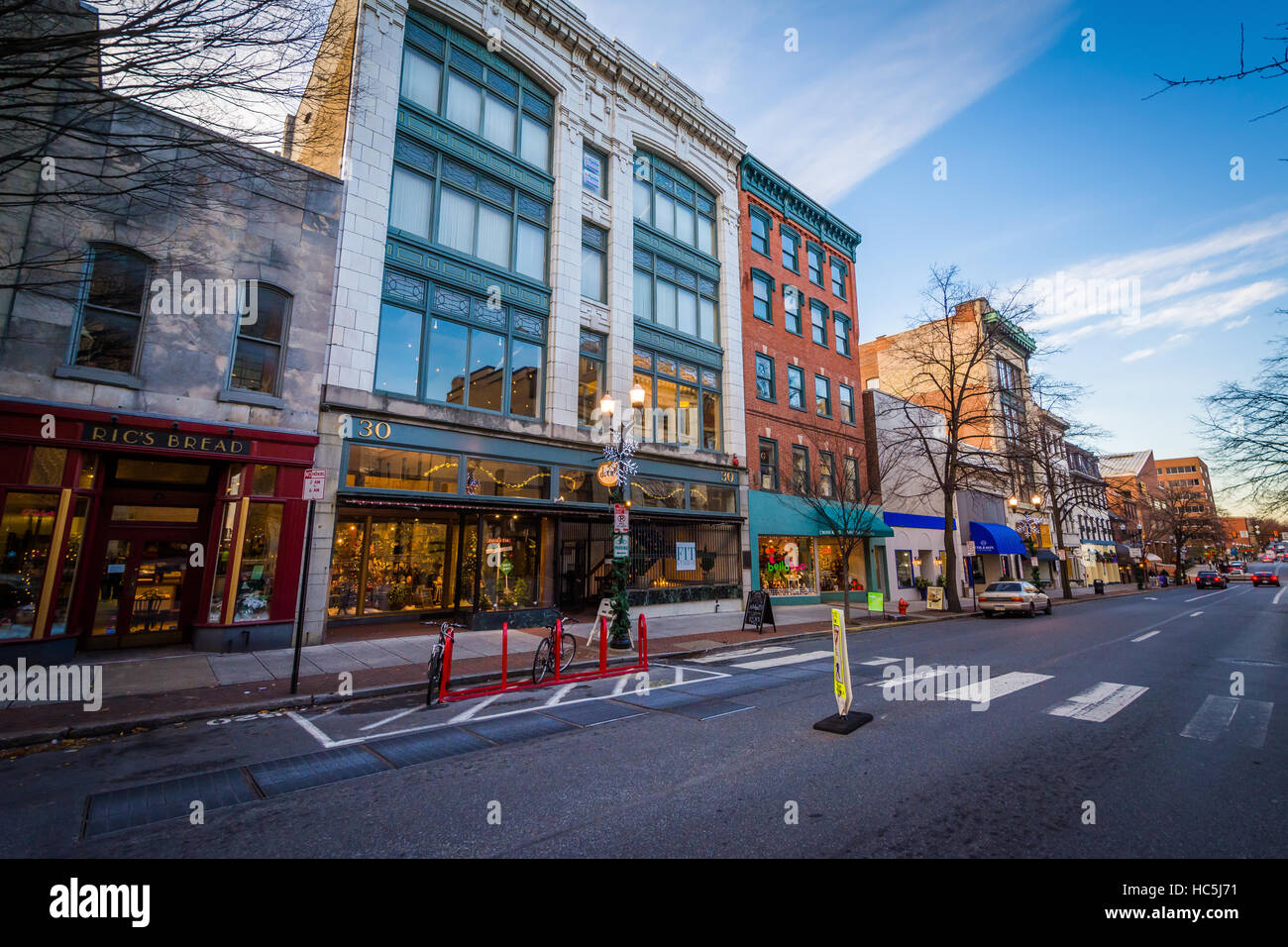 Buildings on Queen Street, in downtown Lancaster, Pennsylvania Stock ...