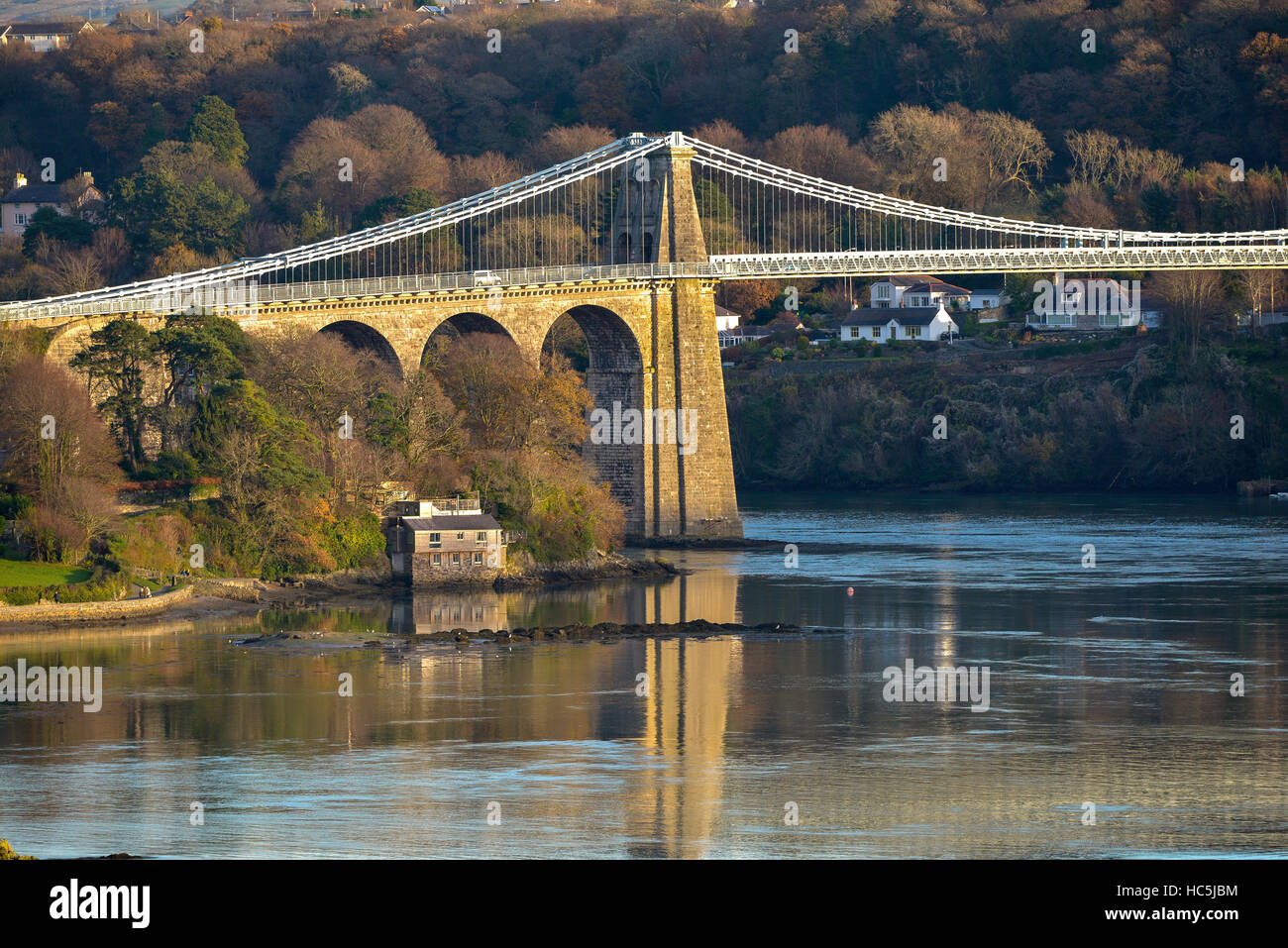 Menai Suspension Bridge Menai Straits. Anglesey North Wales Uk ...
