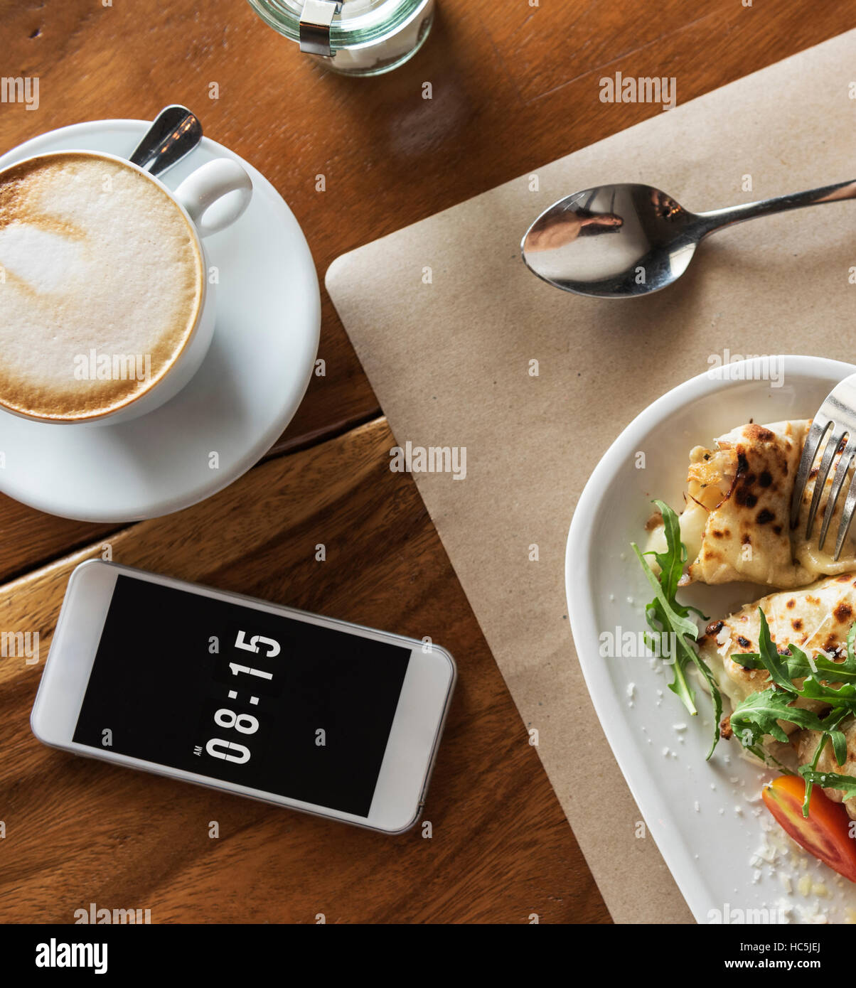 Food Catering Eating Mobile Phone Cafe Restaurant Breakfast Concept ...