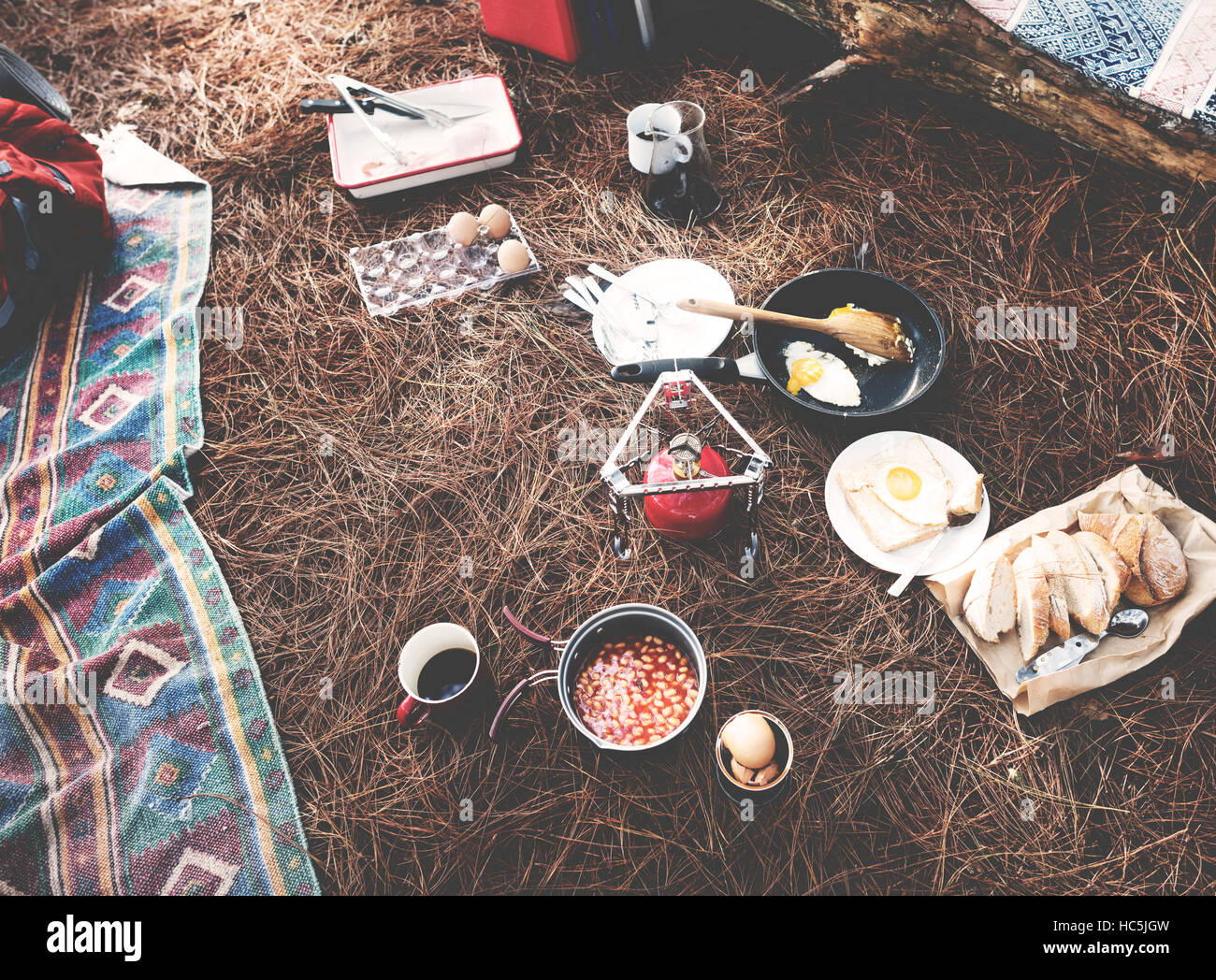 Meal Nature Food Outdoors Camping Concept Stock Photo - Alamy