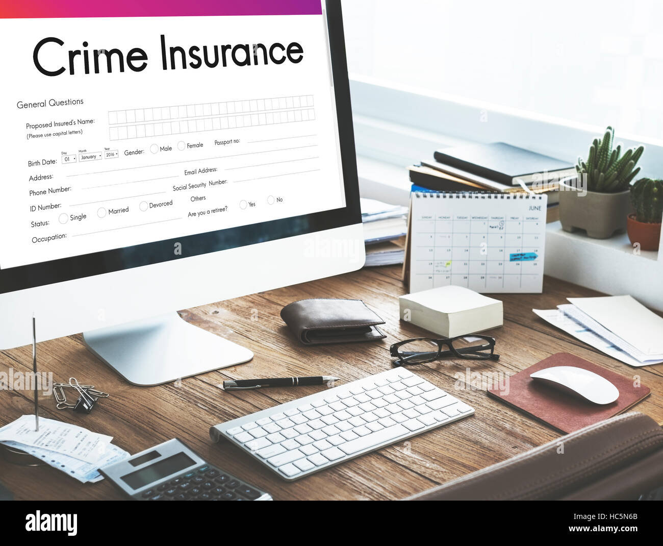 Crime Insurance Application Form Concept Stock Photo - Alamy