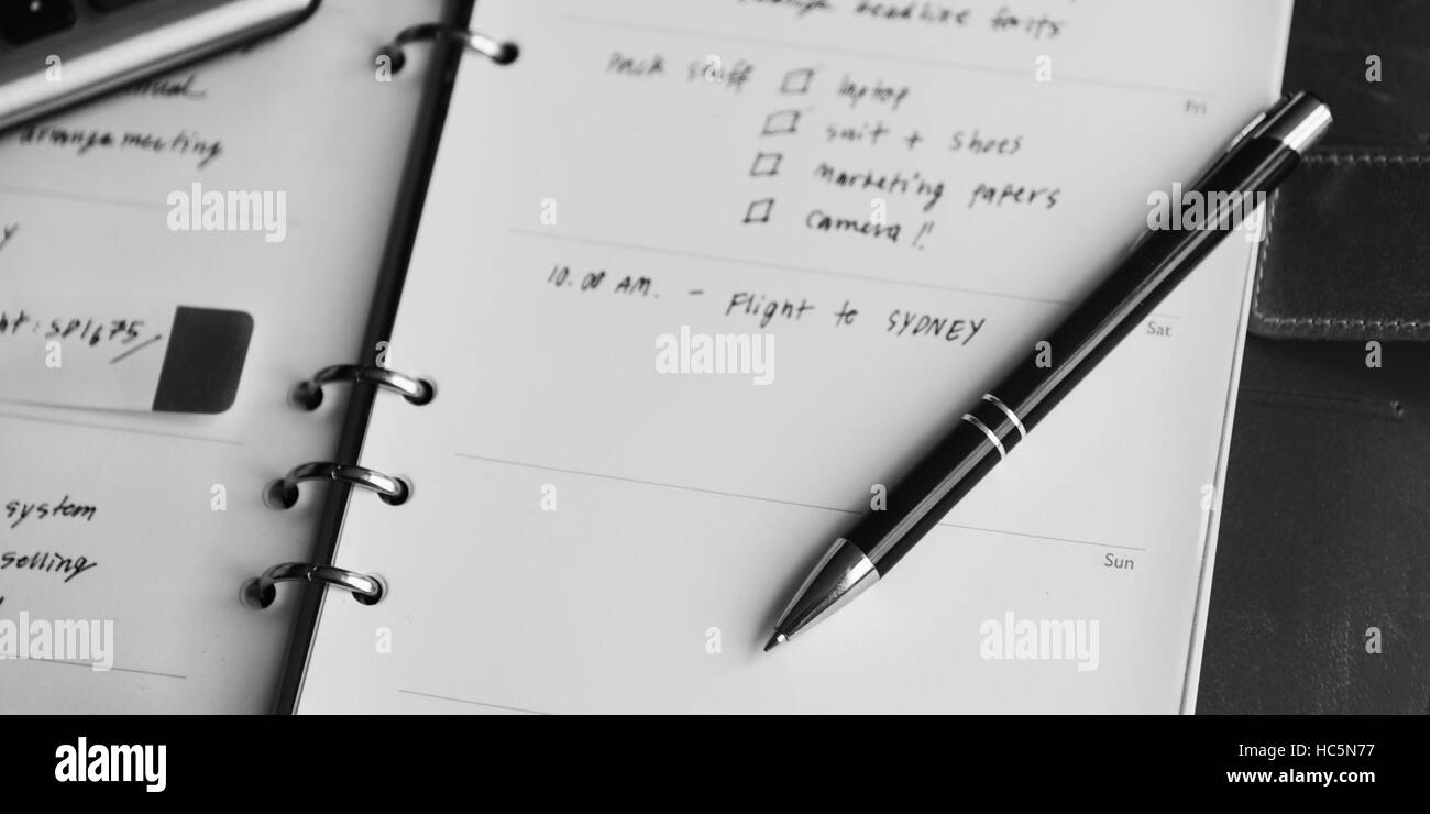 Close Up Notes on Organizer Concept Stock Photo - Alamy