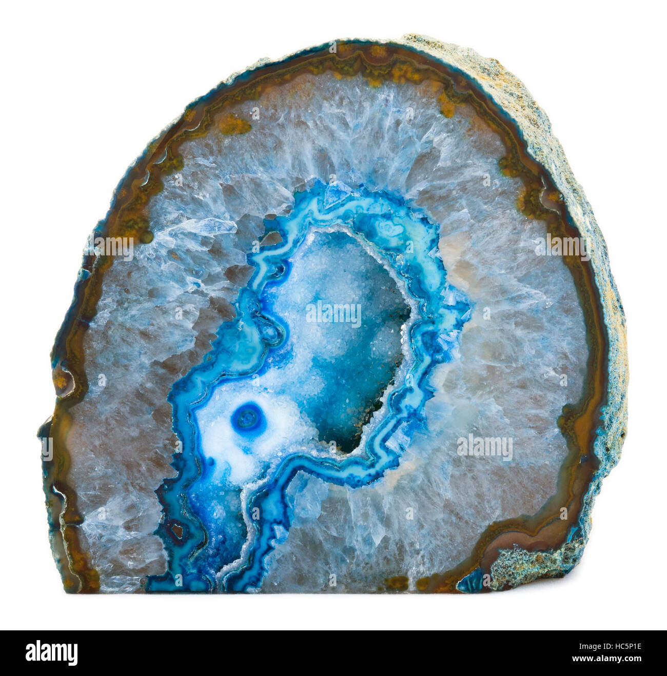 Polished cross-section of a large blue geode Stock Photo - Alamy