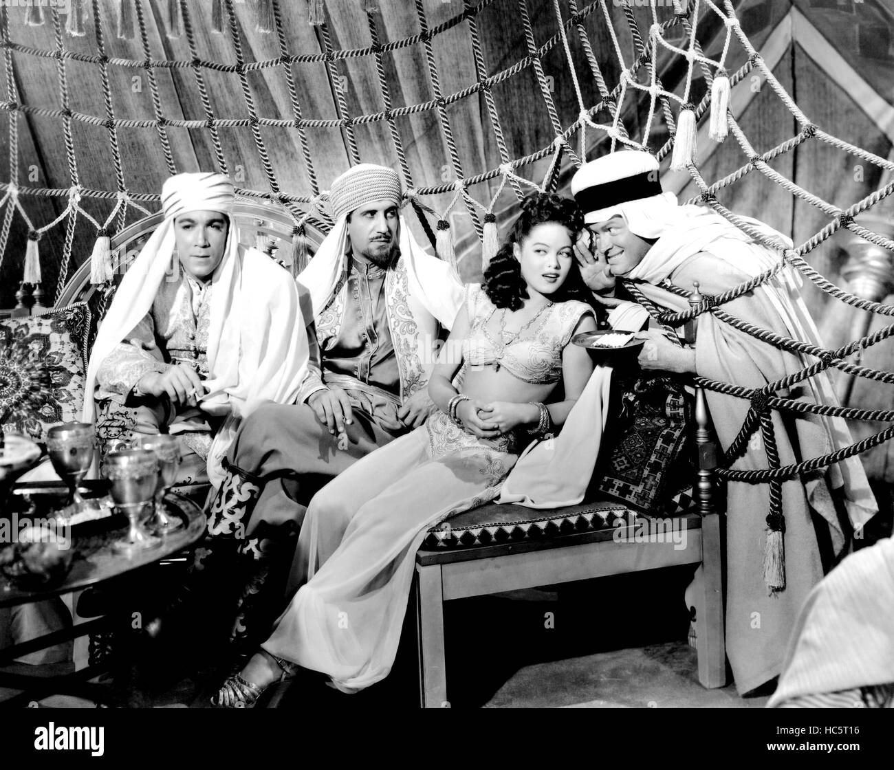 ROAD TO MOROCCO, Anthony Quinn (left), Dona Drake, Bob Hope (right ...