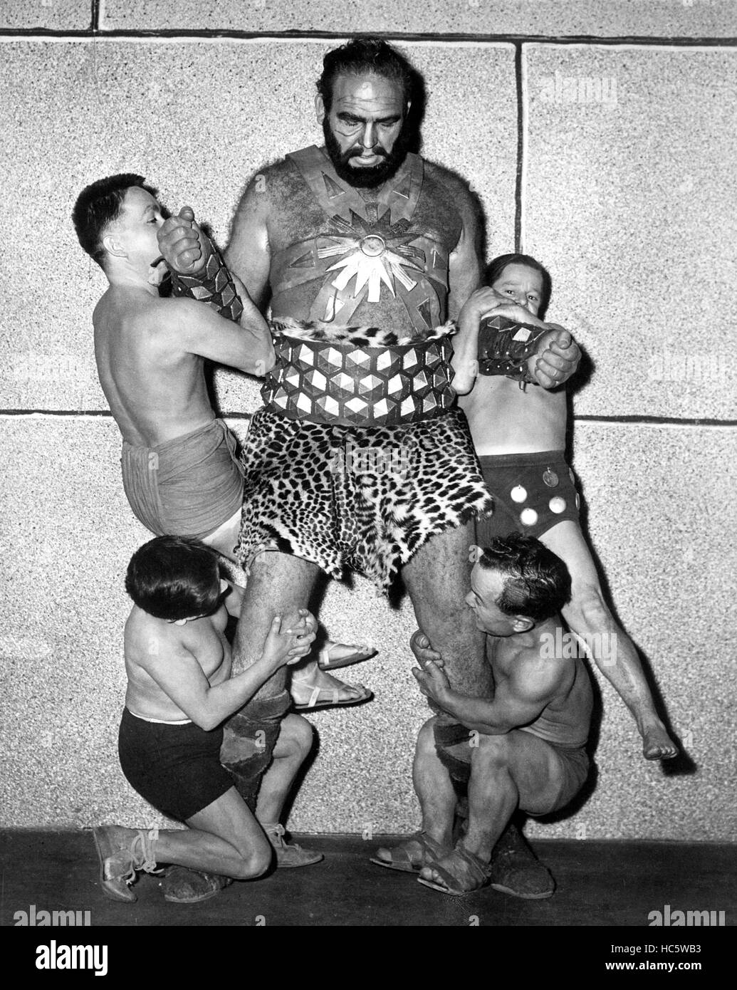 SAMSON AND DELILAH, (Ctr.) Wee Willie Davis, (Top, L-R) George Spotts, Billy Curtis, (bottom, L ...