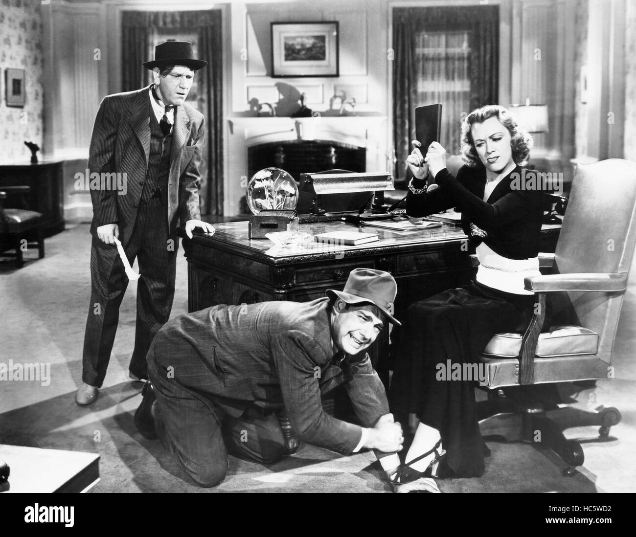 SAN ANTONIO ROSE, Shemp Howard (standing), Lon Chaney Jr. (on floor ...