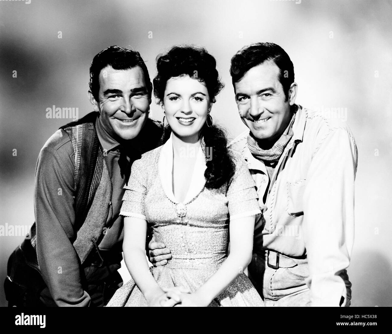 SANTA FE PASSAGE, from left: Rod Cameron, Faith Domergue, John Payne ...