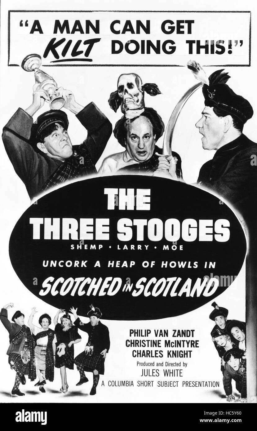 SCOTCHED IN SCOTLAND, US poster, top from left: Moe Howard, Larry Fine ...