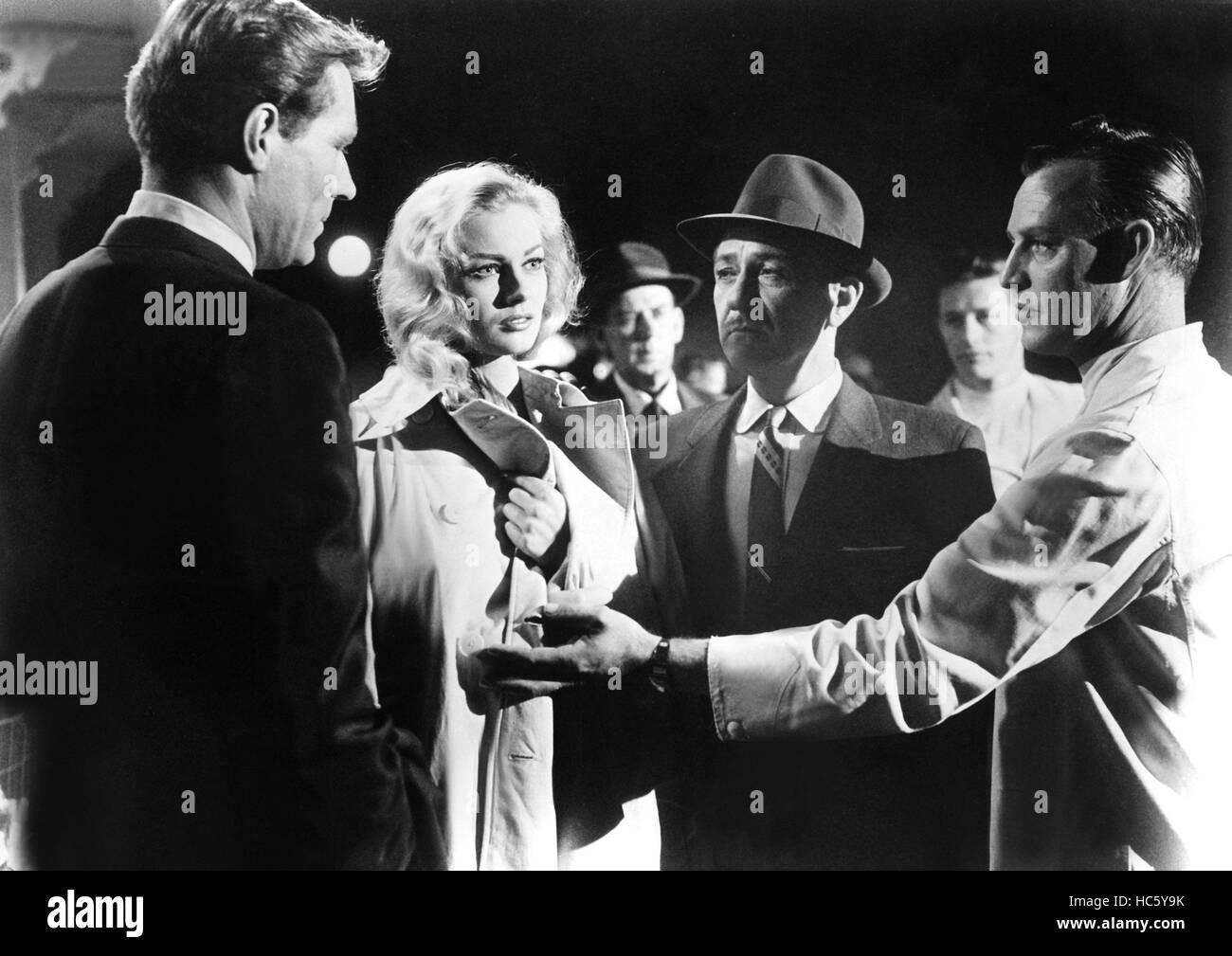 SCREAMING MIMI, Phil Carey (left), Anita Ekberg (center), 1958, under ...