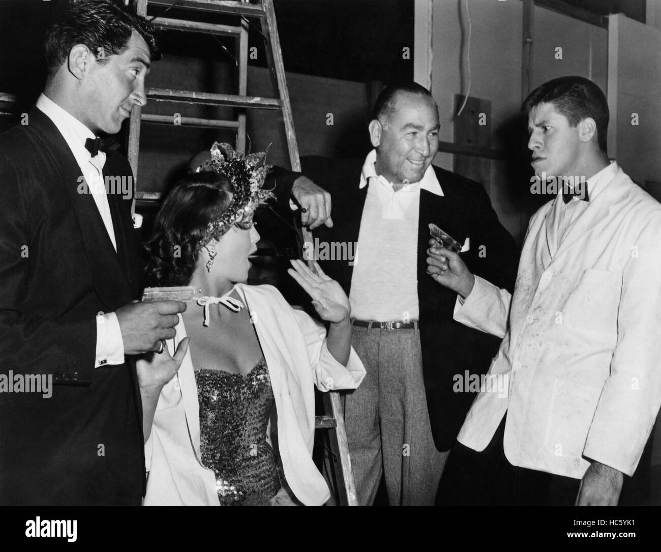 SCARED STIFF, Dean Martin, producer Hal Wallis, Jerry Lewis, on-set ...