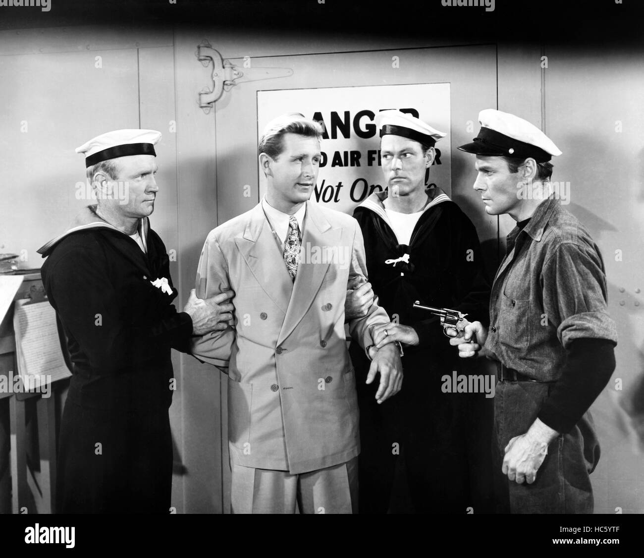 SECRET AGENT X-9, Lloyd Bridges (captive), George Lynn (gun), 1945 ...