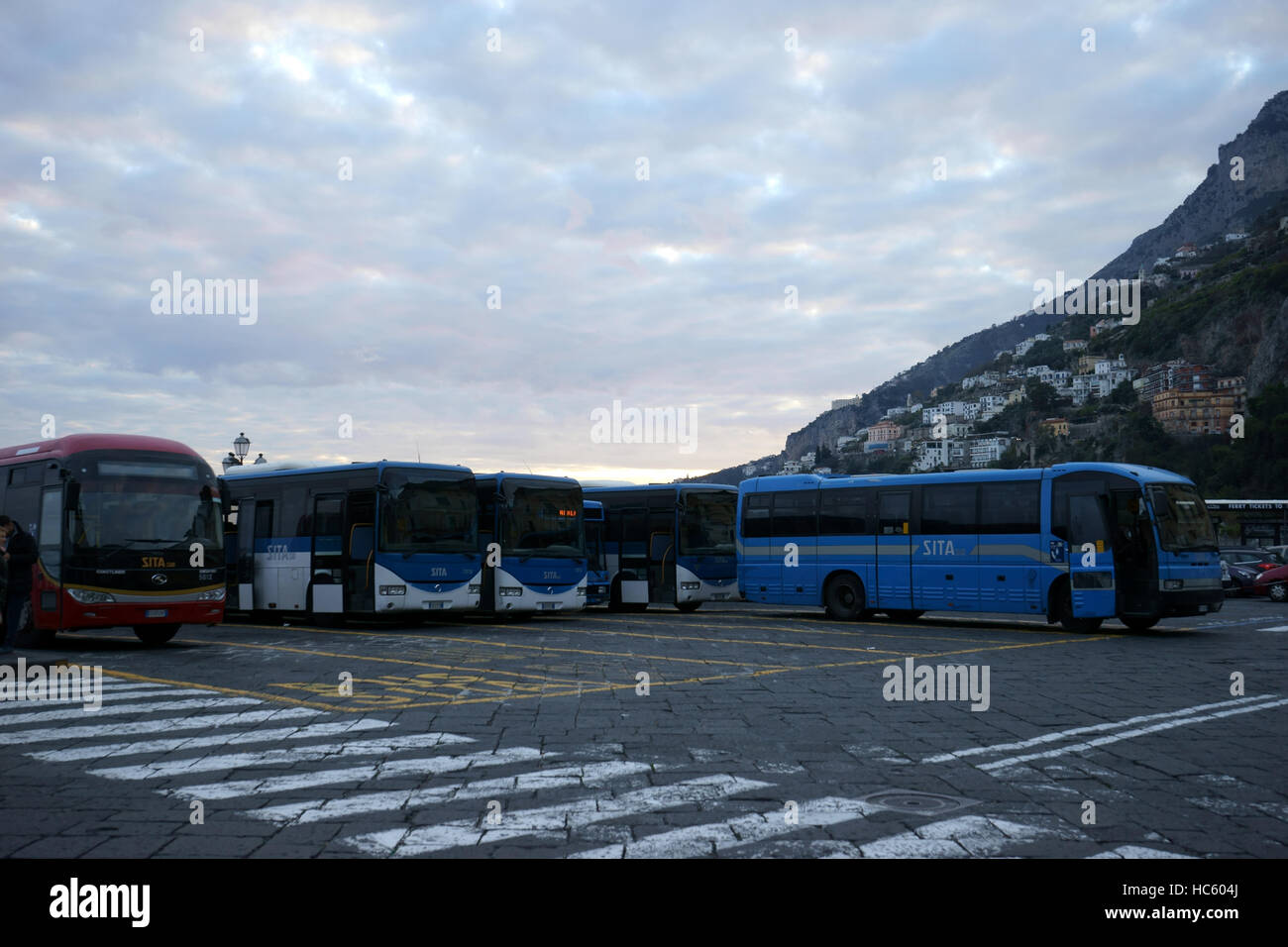 Amalfi, Italy, bus station in the winter Stock Photo - Alamy