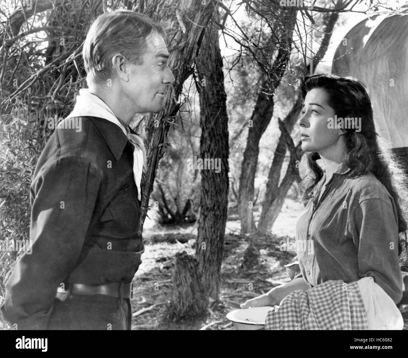 SEVEN MEN FROM NOW, from left: Randolph Scott, Gail Russell, 1956 Stock ...