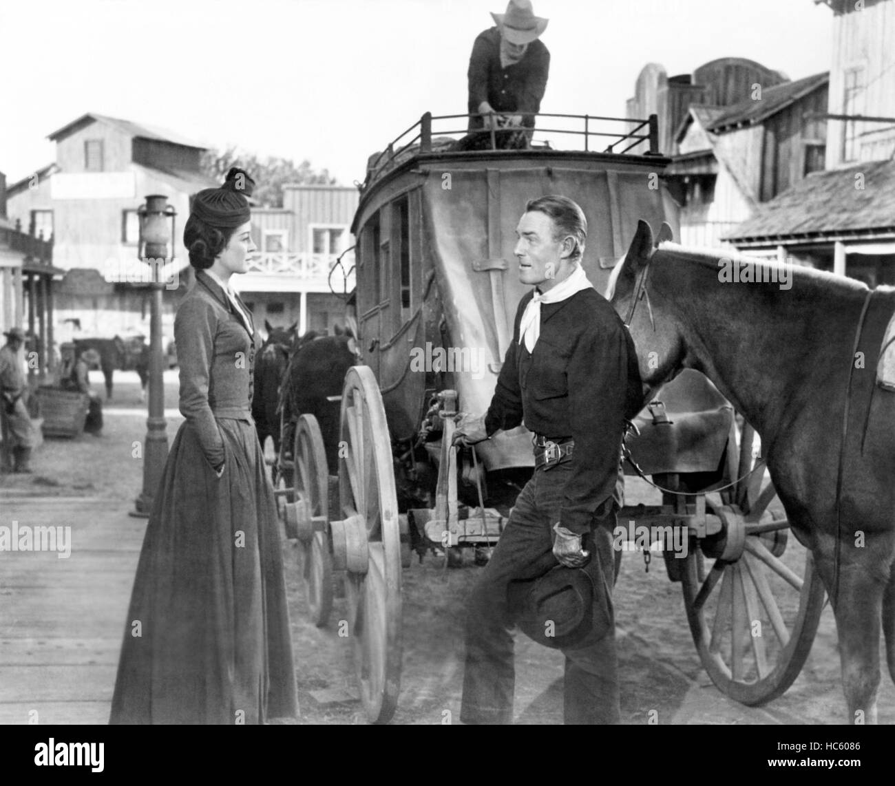 SEVEN MEN FROM NOW, from left: Gail Russell, Randolph Scott, 1956 Stock ...