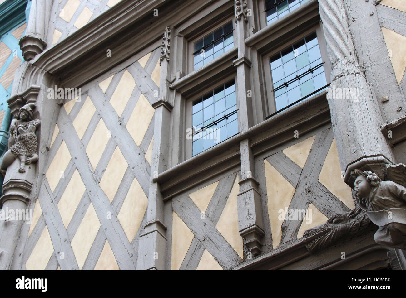 Detail of the facade of the Adam house in Angers (France Stock Photo ...