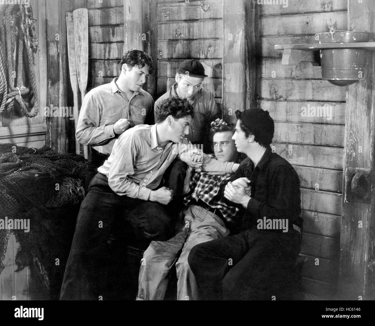 SEA RAIDERS, from left, Bernard Punsly, Billy Halop, Huntz Hall, Hally ...