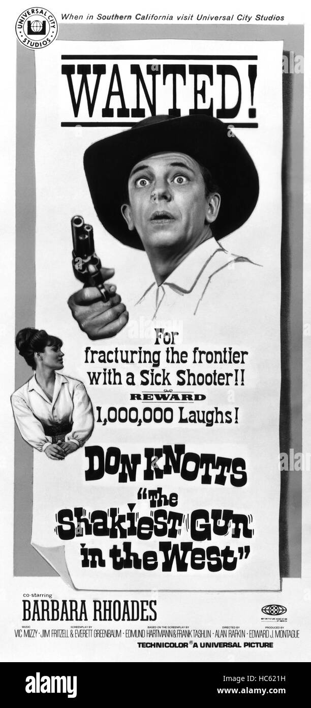 THE SHAKIEST GUN IN THE WEST, Don Knotts, Barbara Rhoades, 1968 Stock ...