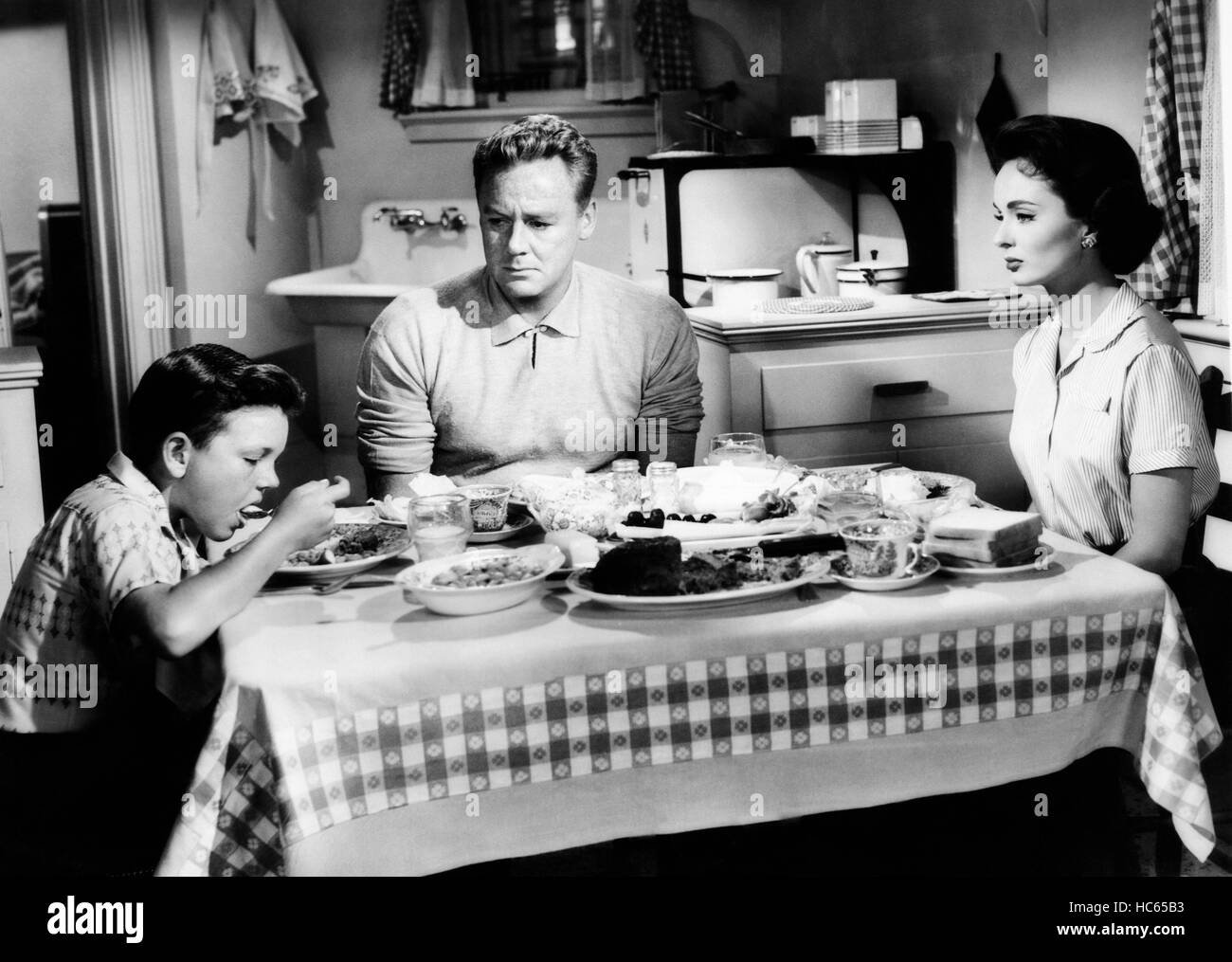SLANDER, from left: Richard Eyer, Van Johnson, Ann Blyth, 1957 Stock ...