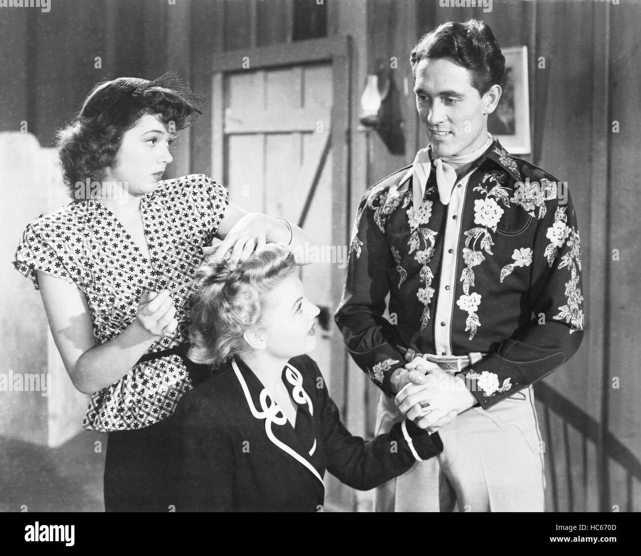 SONG OF THE PRAIRIE, from left: Jeff Donnell, June Storey, Ken Curtis ...